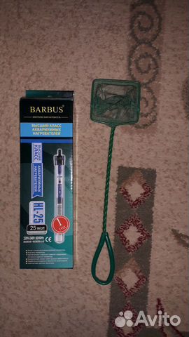 Аквариумный нагреватель + сачок